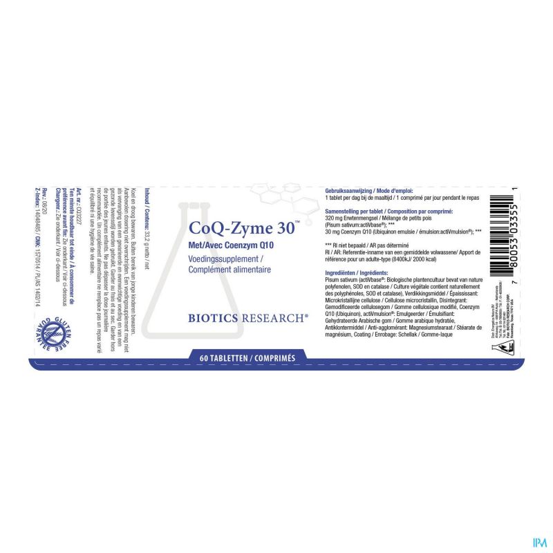 COQ ZYME BIOTICS COMPRIMES 60 X 30 MG : Accueil | Pharmacodel, votre Pharmacie en Ligne
