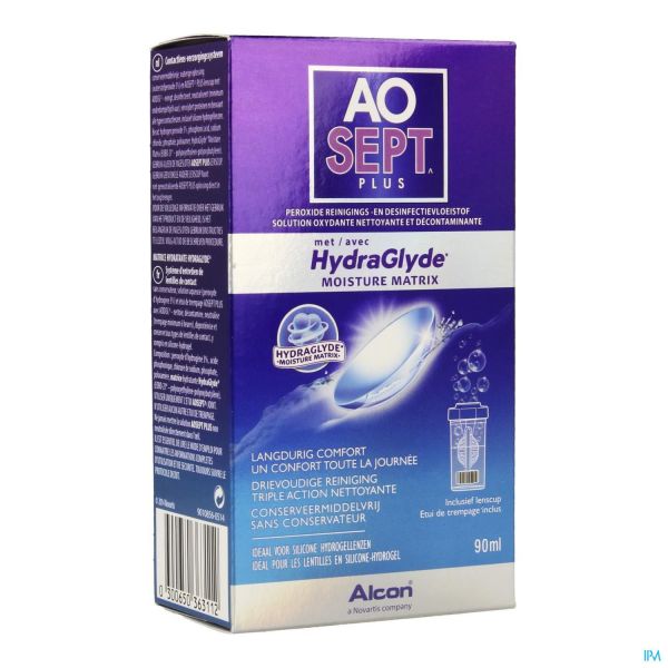 AOSEPT PLUS AVEC HYDRAGLYDE 90 ML : Produits pour lentilles | Pharmacodel, votre Pharmacie en Ligne