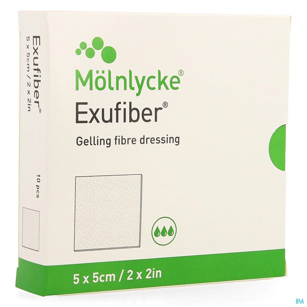 EXUFIBER 5 X 5 CM (10) : Pansements et gels actifs | Pharmacodel ...
