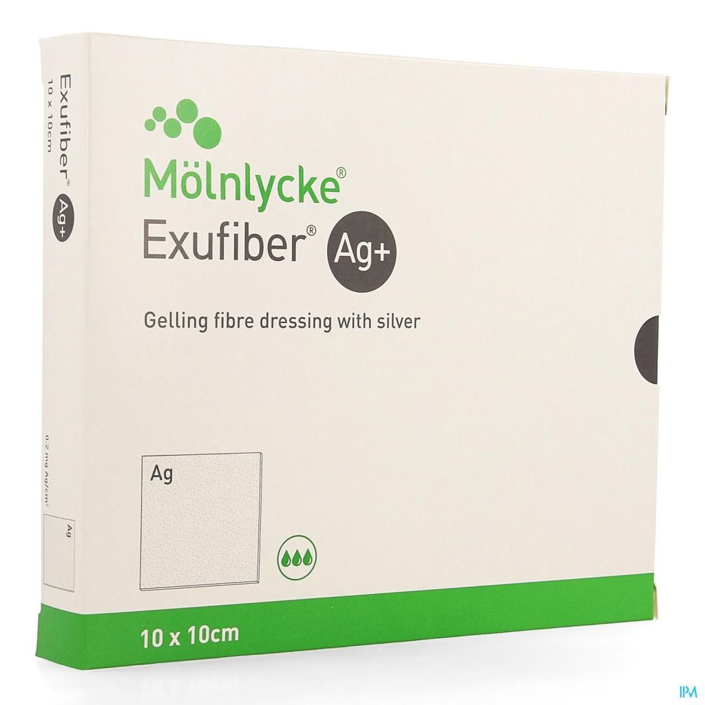 EXUFIBER AG+ 10 X 10 CM (10) : Pansements et gels actifs | Pharmacodel ...